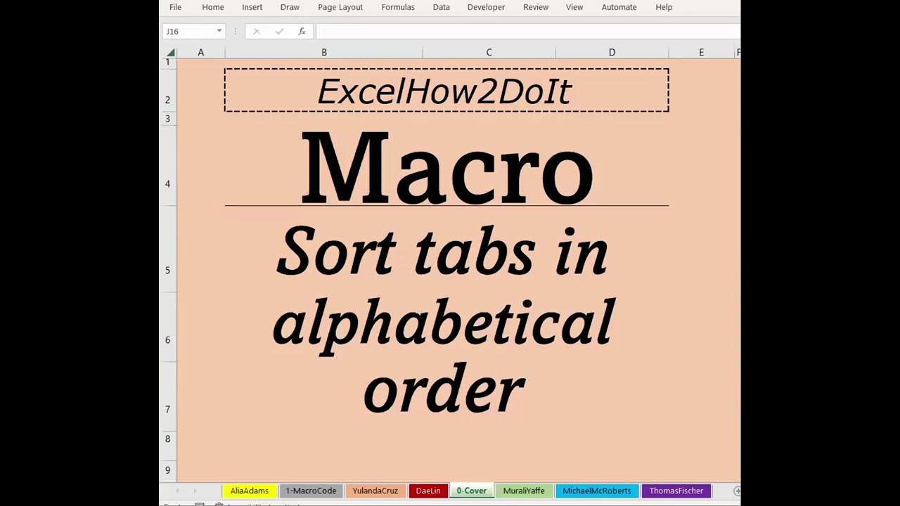 Macro To Sort Excel Tabs In Alphabetical Order YouTube Macro To Sort Excel Tabs In Alphabetical Order YouTube