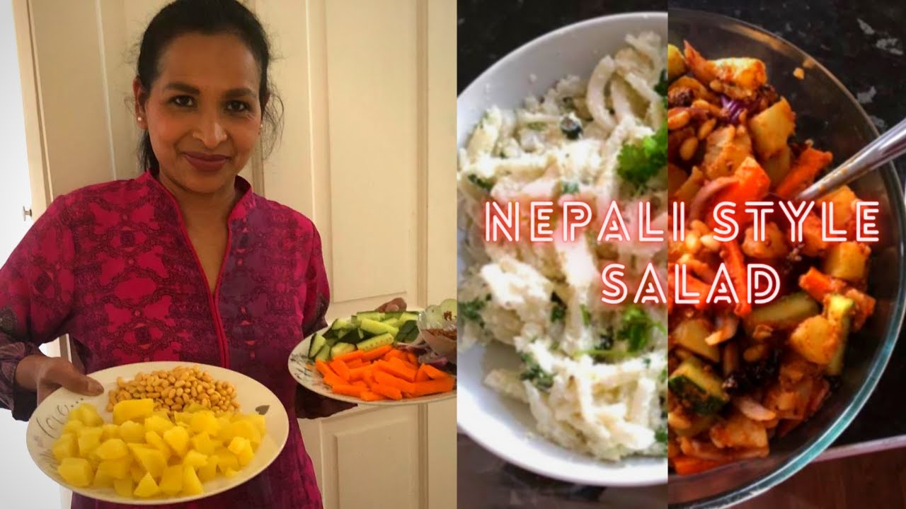 How to make Nepali Style Salad | Nepalese Potato Salad | Meena Dhesi ...