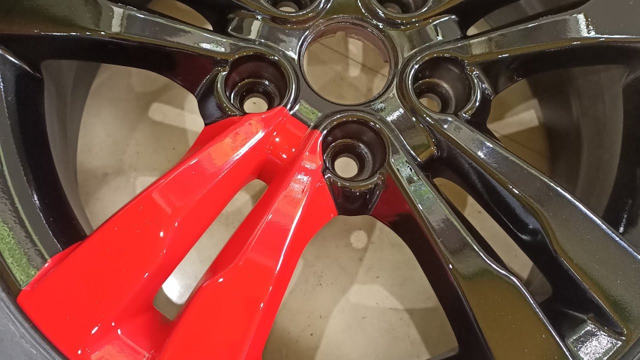 Brezza Alloy wheel painting black and red combination. - YouTube