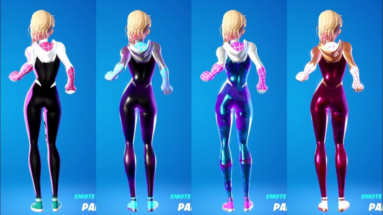Fortnite Spider Gwen Stacy Skin Pary Hips Thicc 🍑 ️all Style😘😍🔥 Youtube