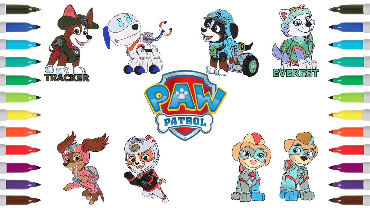 Paw Patrol Coloring Compilation | Paw Patrol Support Members | Paw ...