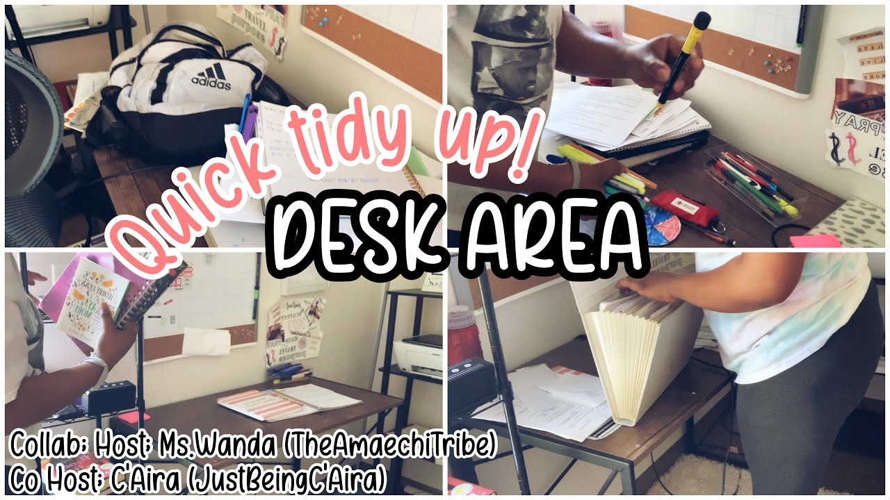 TIDY SPACE COLLAB | ORGANIZE MY DESK AREA | WALL ART - YouTube