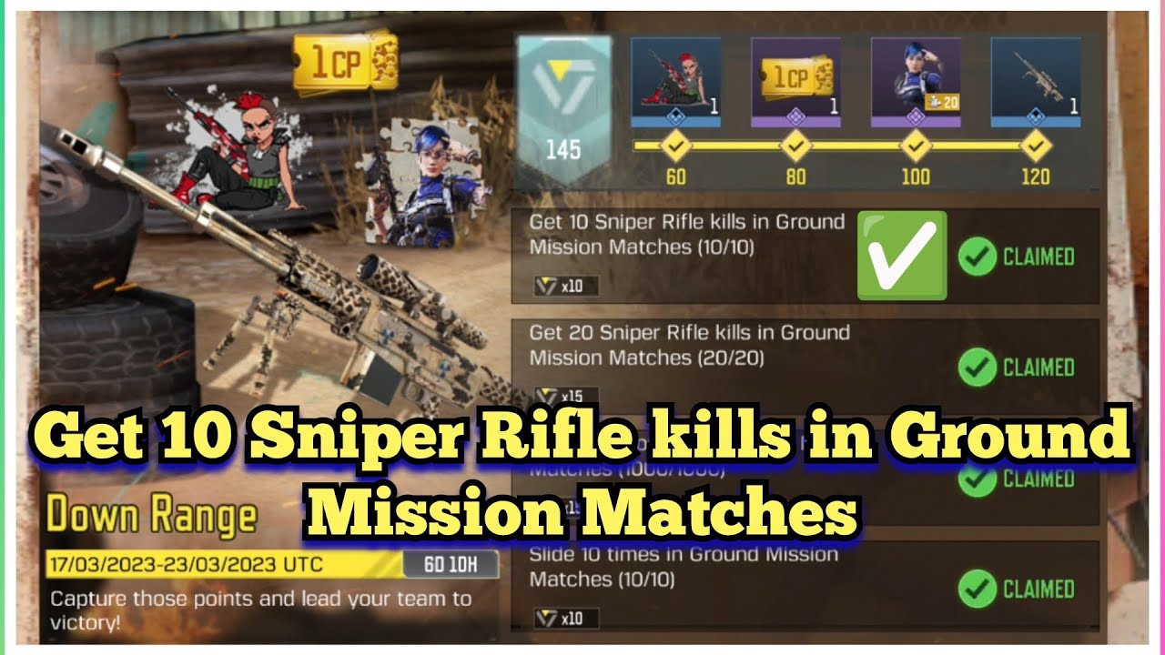 Call Of Duty Mobile Get 10 Sniper Rifle kills in Ground Mission Matches Task Complete - YouTube
