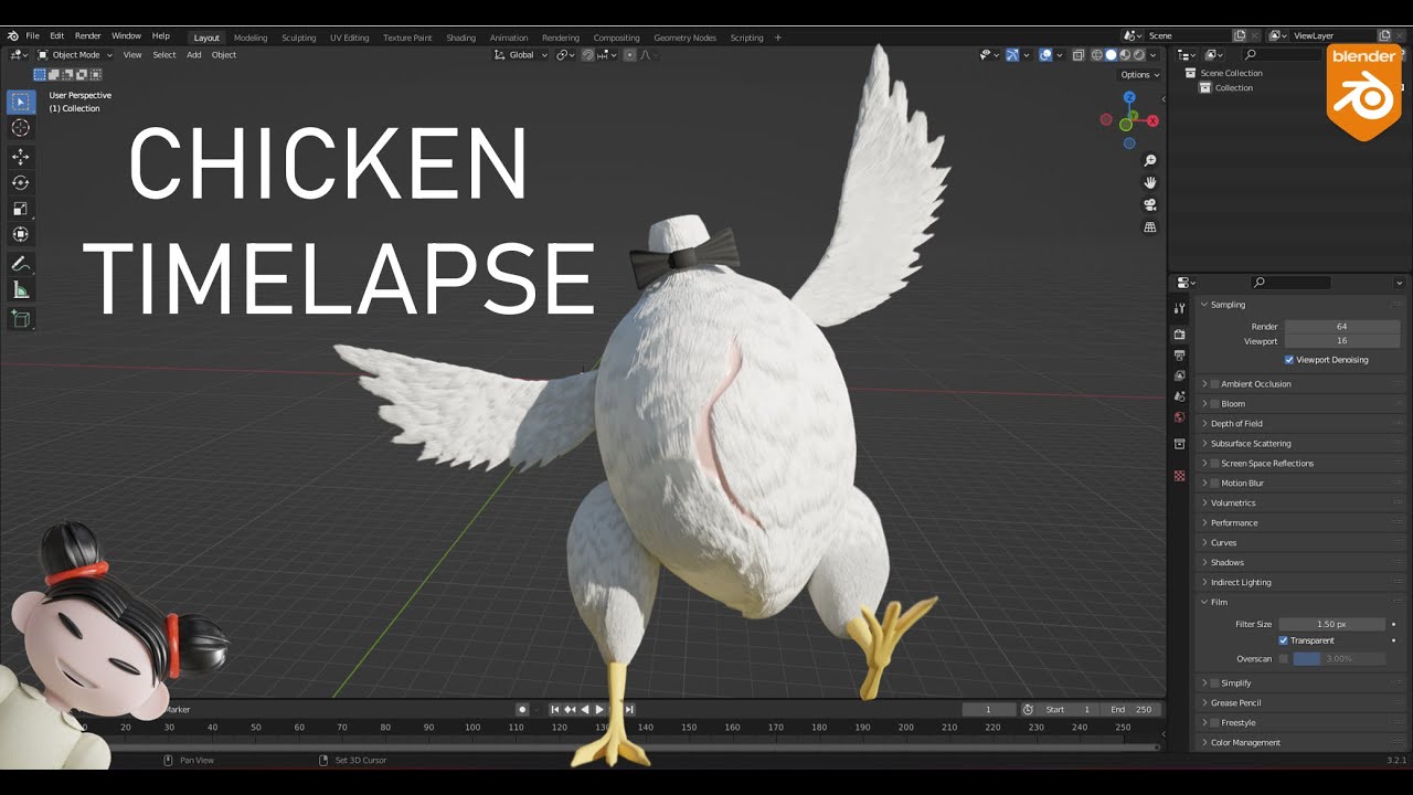 Blender - Modelling a headless chicken timelapse - YouTube