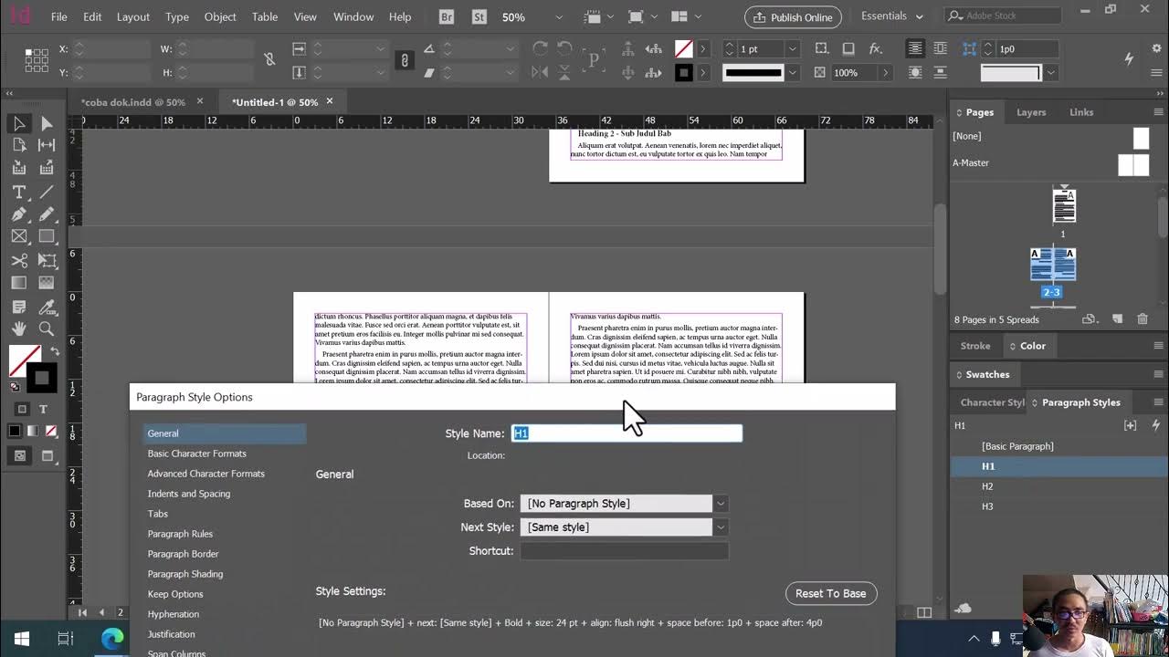 Break (Melompat) Otomatis Judul Bab ke Halaman Baru di Indesign - YouTube