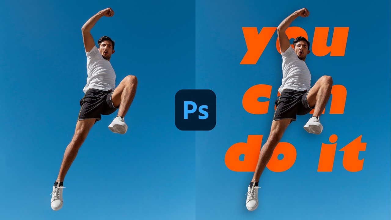 Photoshop Magic: Text Behind Subject in Seconds! - YouTube
