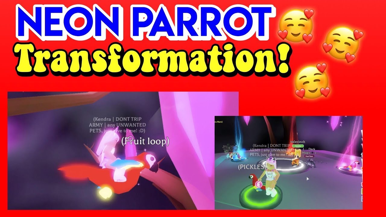 Turning My Normal Parrots Into A NEON RIDE AND FLY PARROT In Adopt Me ...