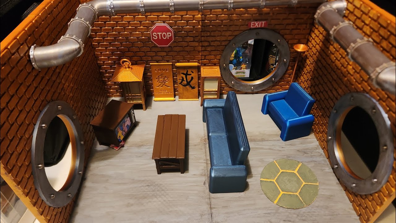 3D printed Teenage Mutant Ninja Turtles Sewer Lair first attempt! work in progress - YouTube