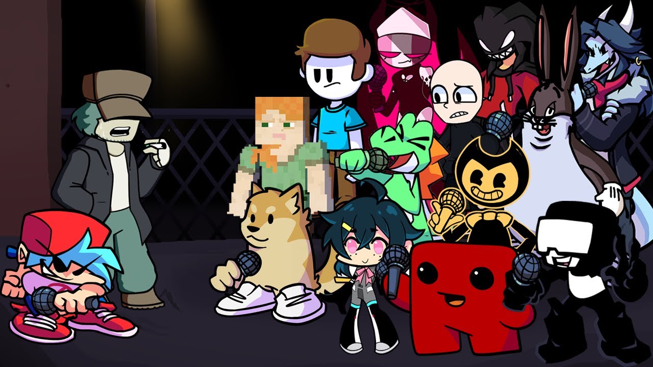 FNF Nerves But Different Characters Sing It 🎤 (Everyone Sings Nerves ...