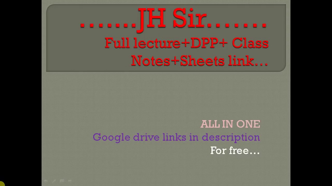 JH sir full chemistry +sheets + vedio l free link in description - YouTube