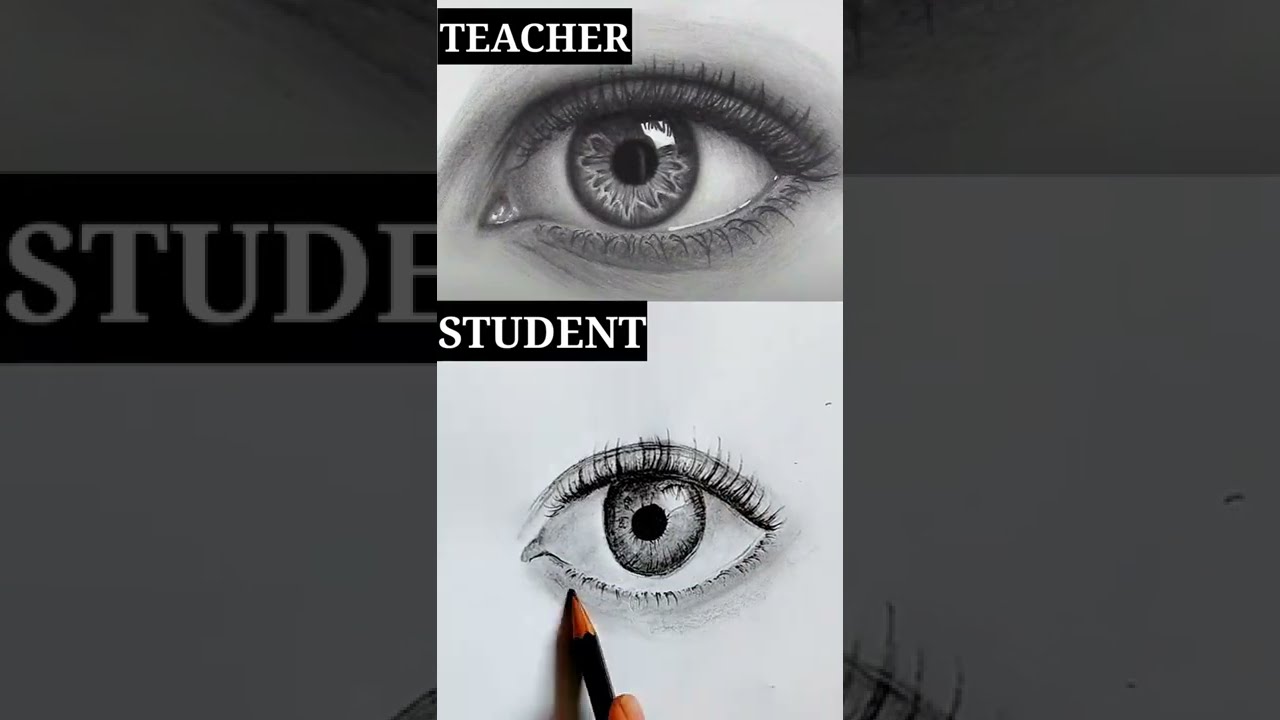 Eye Sketch Drawing | Teacher Vs Student Eye Art Challenge | How to Draw ...