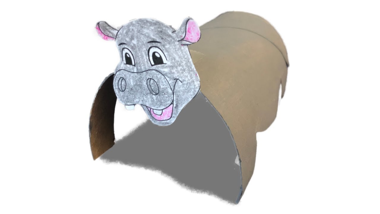 How to Create an easy Hippo toy craft with a paper roll - YouTube