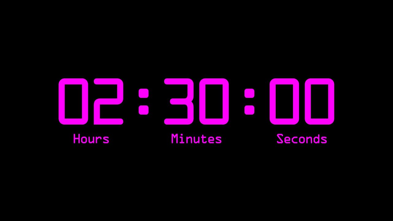 2 Hours and 30 Minutes Countdown Timer with Alarm & Time Markers ...