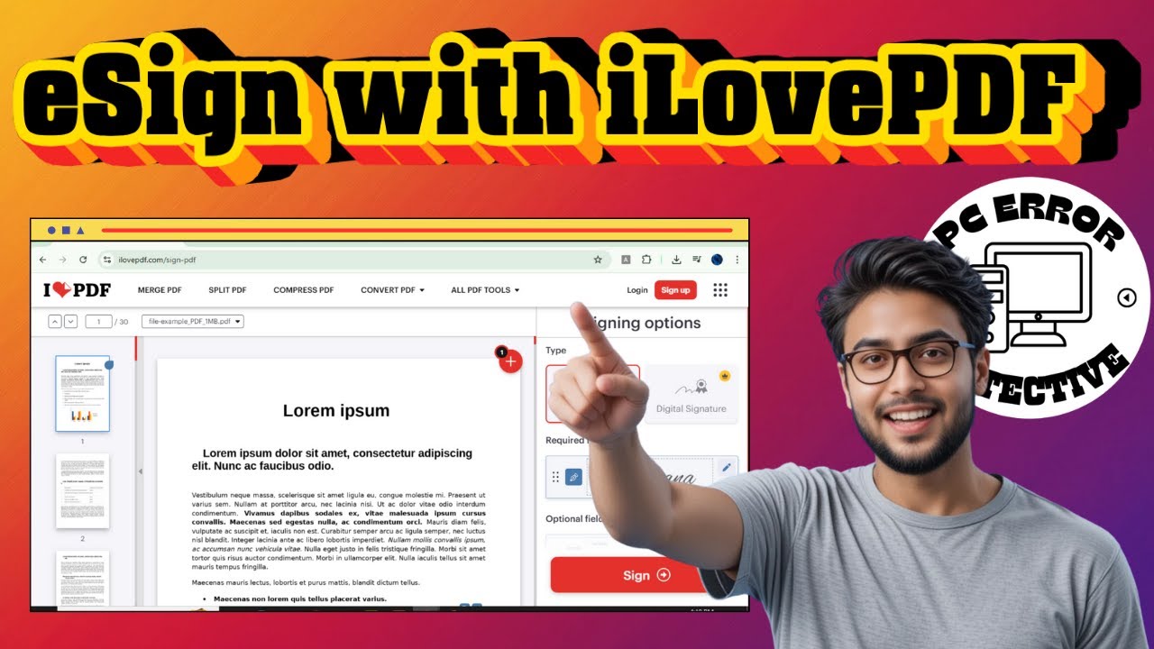How To Sign A PDF Document Electronically On ILOVEPDF - Step-by-Step Guide - YouTube
