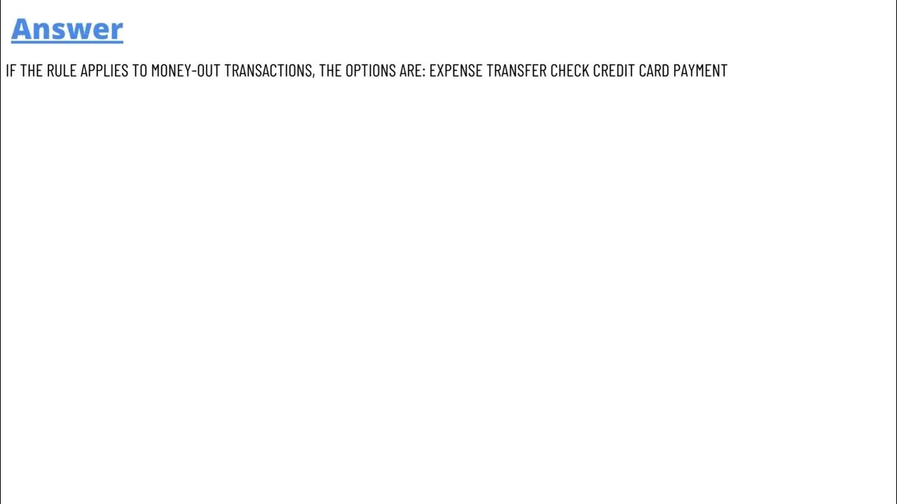 Which 3 are transaction types you can assign in a rule for money-out transactions? - YouTube