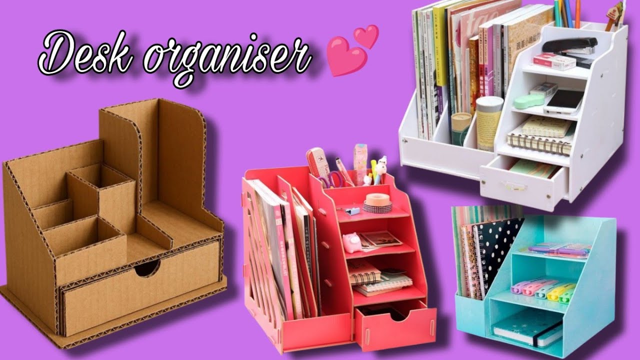 Desk Organiser with cardboard || DIY Desk Organiser 💝||complete ...