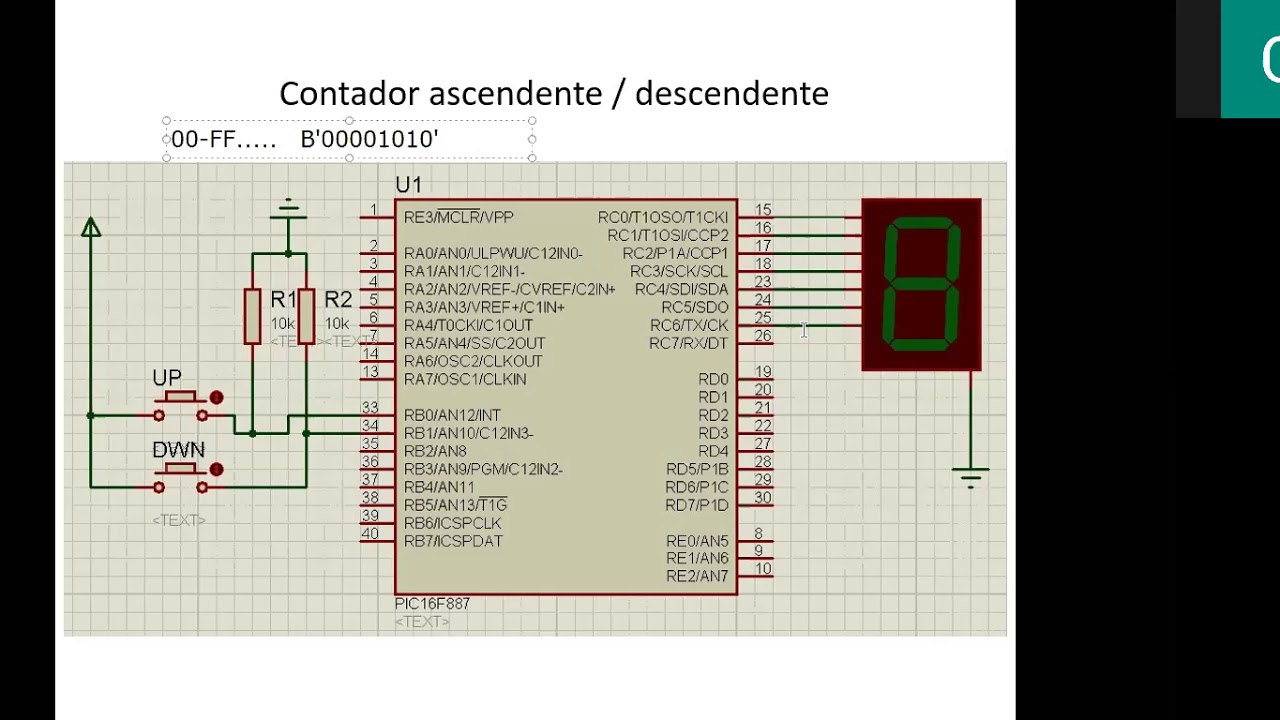 Contador ascendente y descendente (PIC16F887) - YouTube