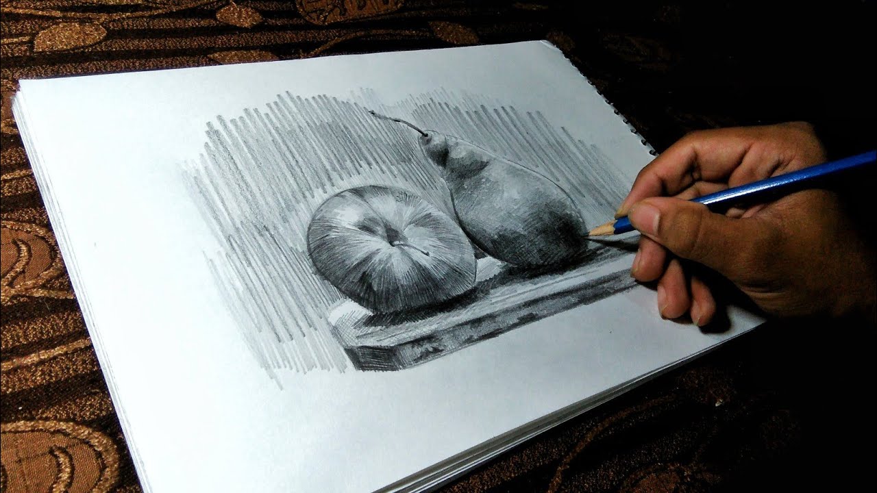 Still life drawing using hatching - YouTube