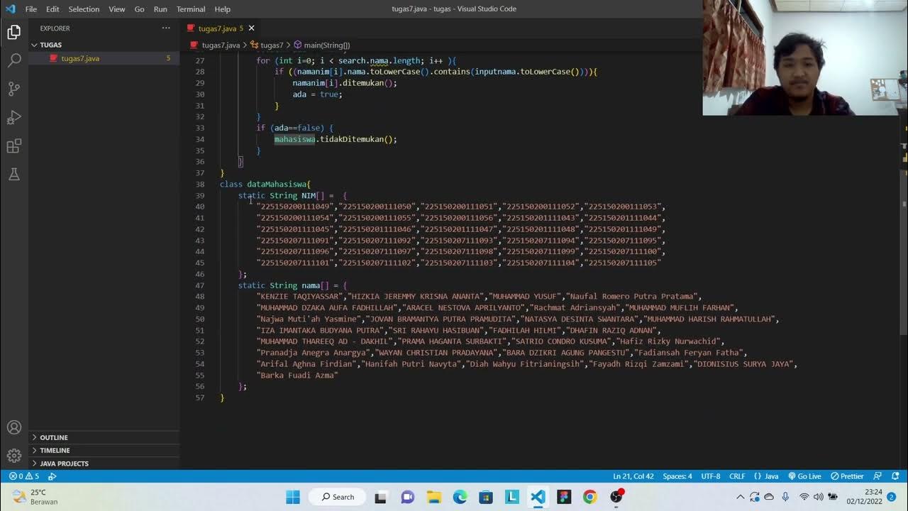 Tugas Program Pencarian Data Mahasiswa Menggunakan Linear Search, Manipulasi String, dan Object ...