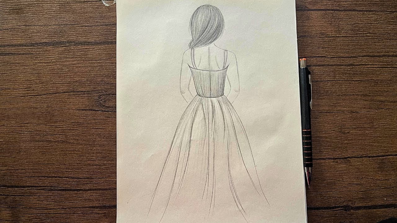 Girl from back side drawing || Easy drawings step by step || How to ...