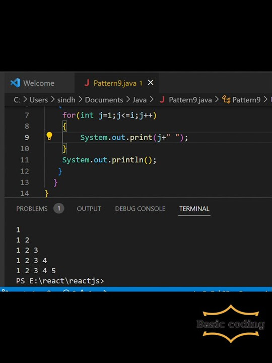Pattern Program Using Java Basic Coding Youtube