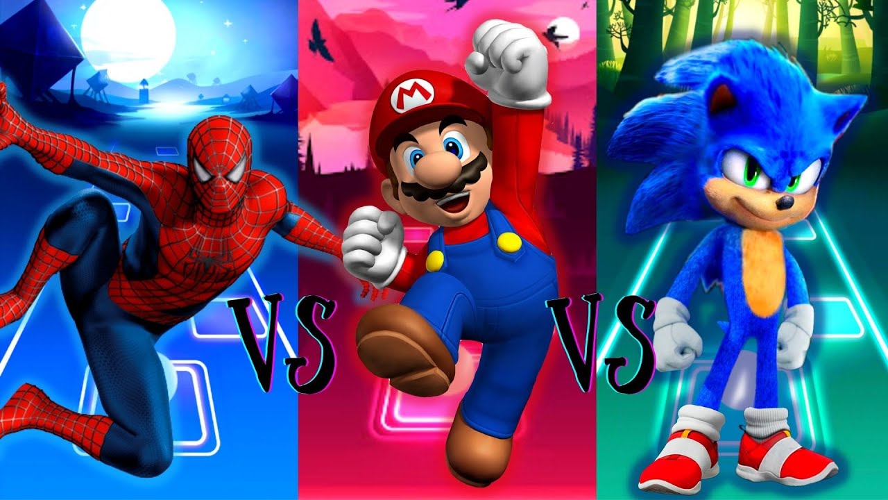 Spider Man vs Mario (Super Mario) vs Sonic (Sonic the Hedgehog) - Tiles ...