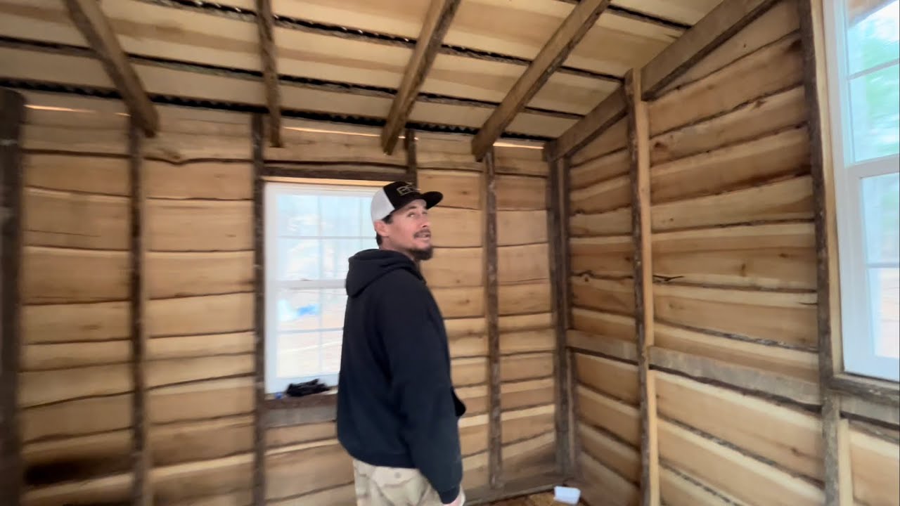 “Live Edge” Siding The Final Wall of the Off-Grid Cabin! - YouTube