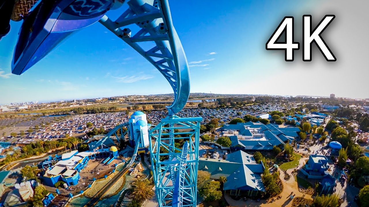 Electric Eel horizon leveled front seat on-ride 4K POV SeaWorld San ...