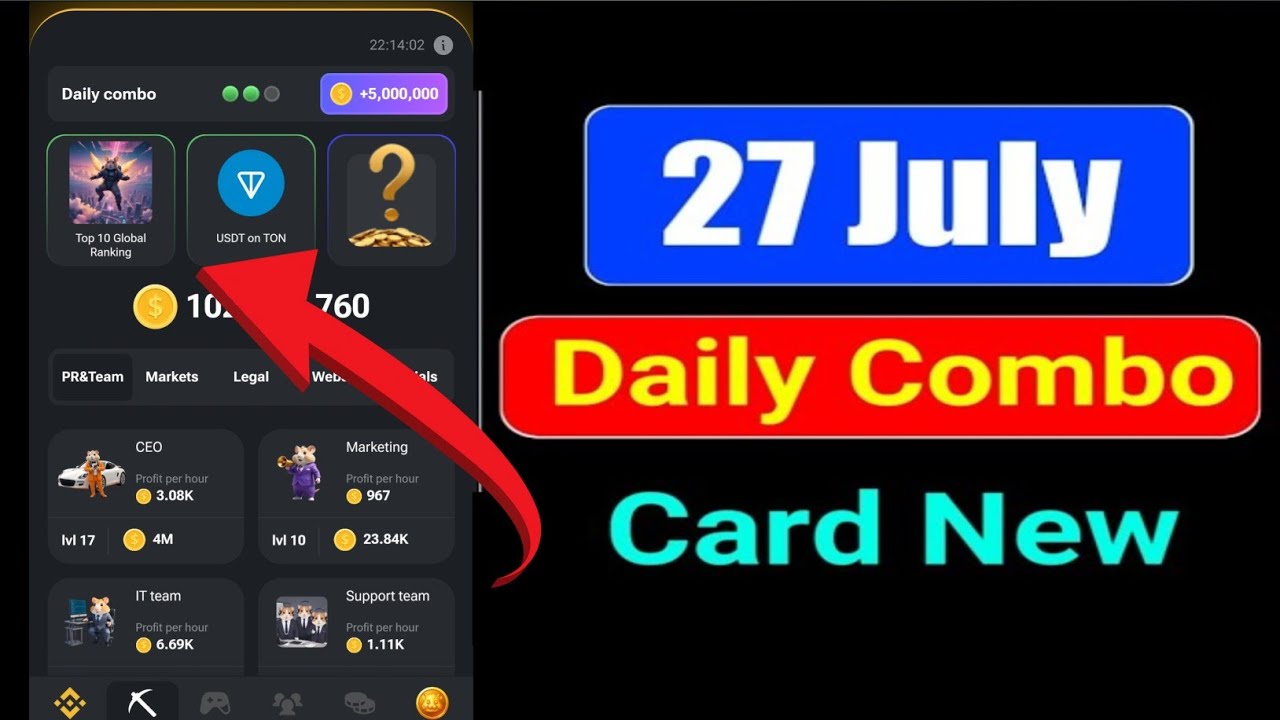 Hamster kombat daily combo | Daily combo hamster kombat | 27 july daily ...