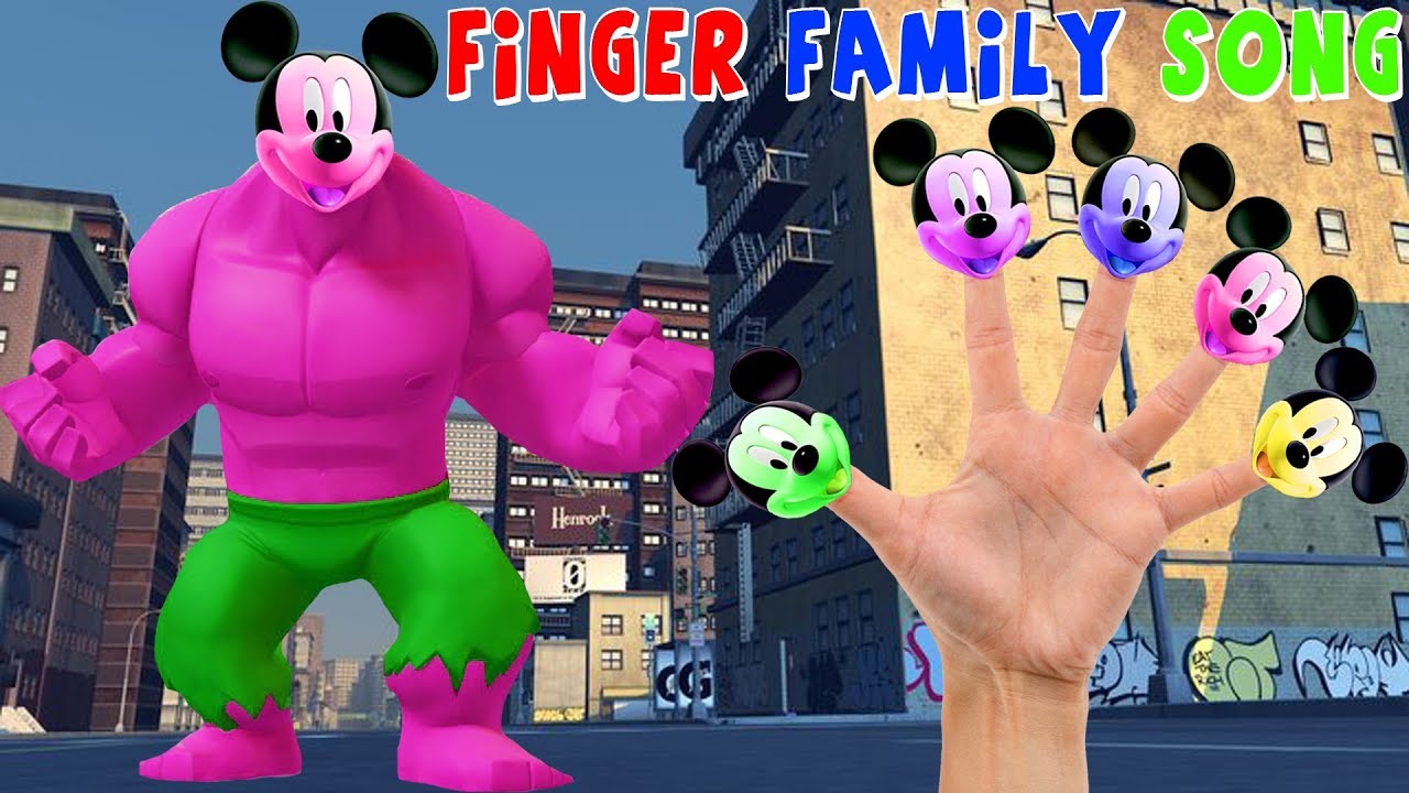 Mickey Mouse Clubhouse Transform to Rainbow Hulk Finger Family Nursery ...