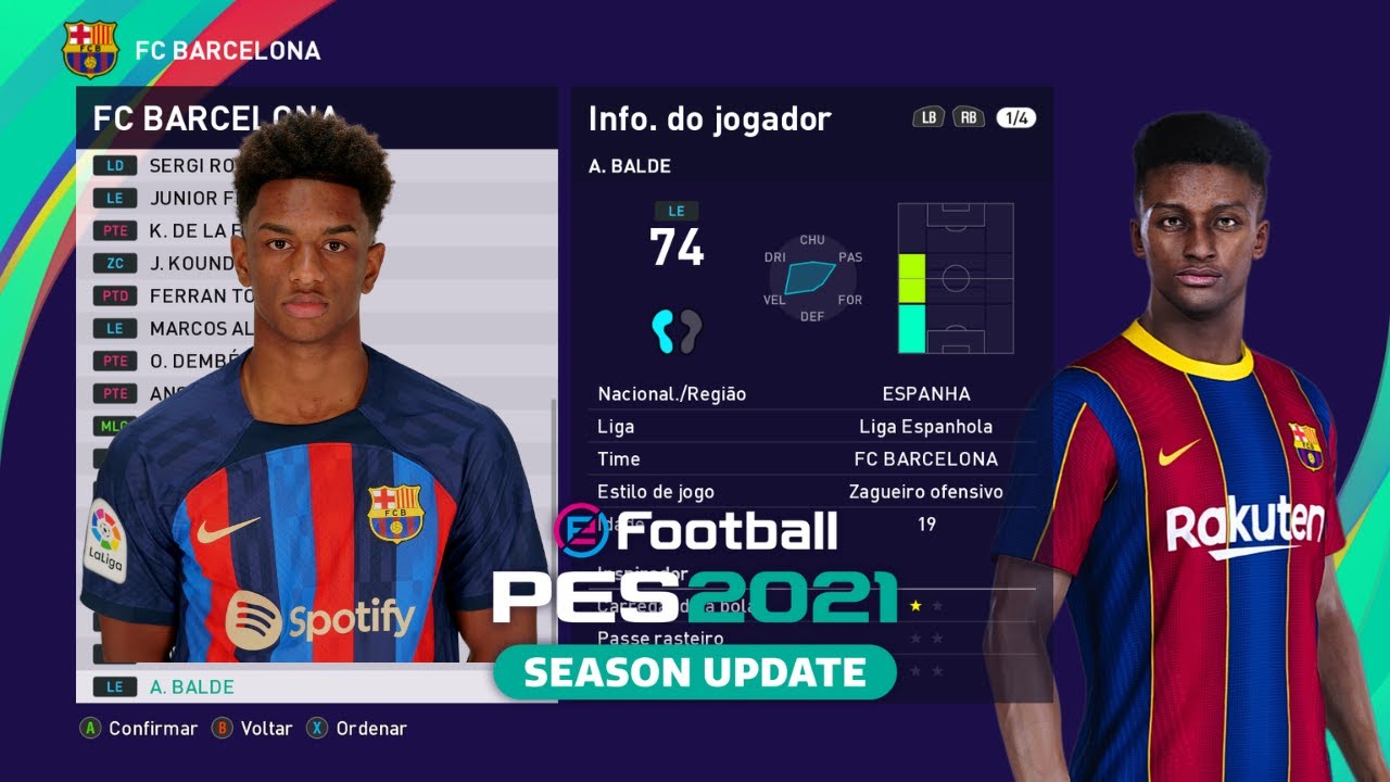 EDITAR FACE HABILIDADES ALEJANDRO BALDE BARCELONA PES 2021 COPIA DE ...