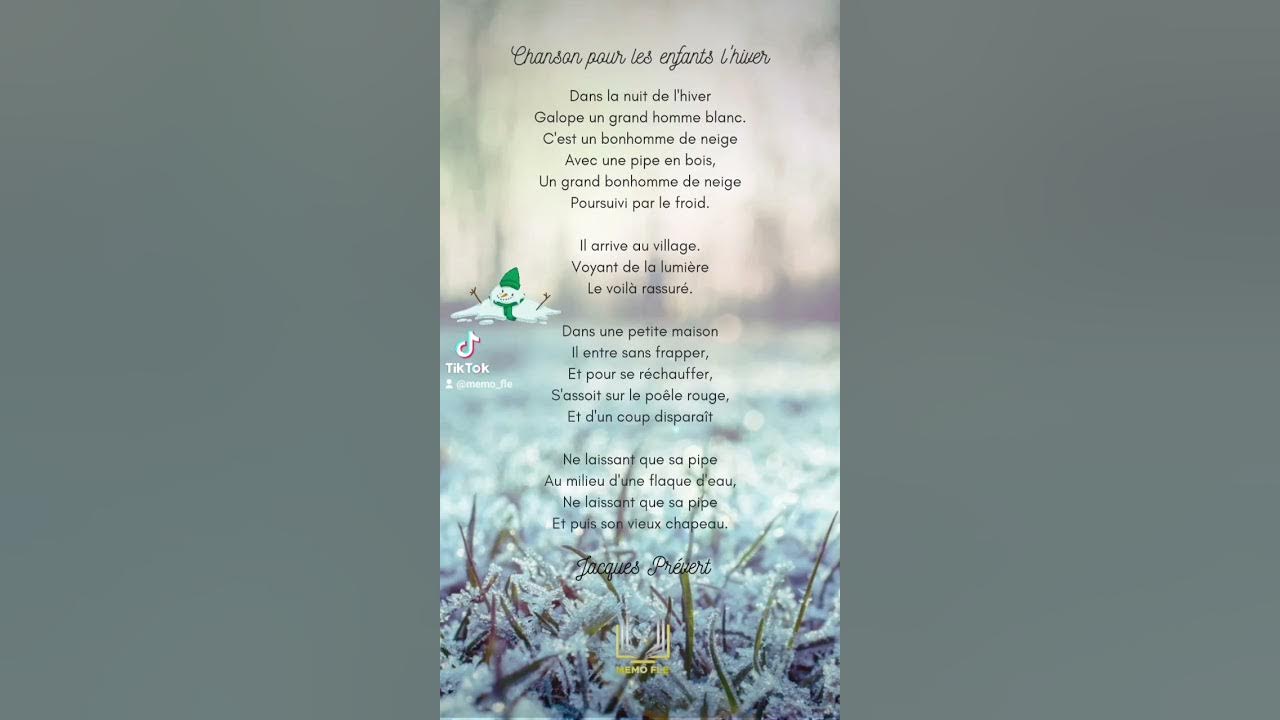 ⛄ Chanson pour les enfants l'hiver ⛄ Jacques Prévert - YouTube