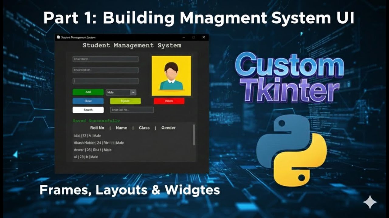 Custom Tkinter Student Management System Tutorial | Full UI Design Part 1 - YouTube