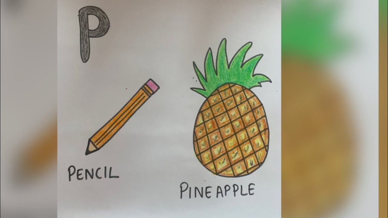 How to draw P for Pencil & Pineapple step by step| #drawing #art # ...