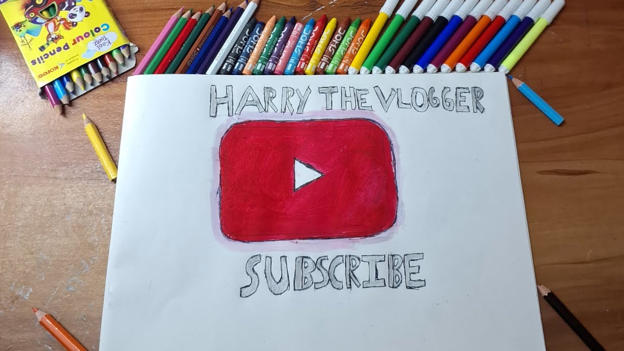 I am Drawing Youtube logo and Harry the Vlogger name - YouTube
