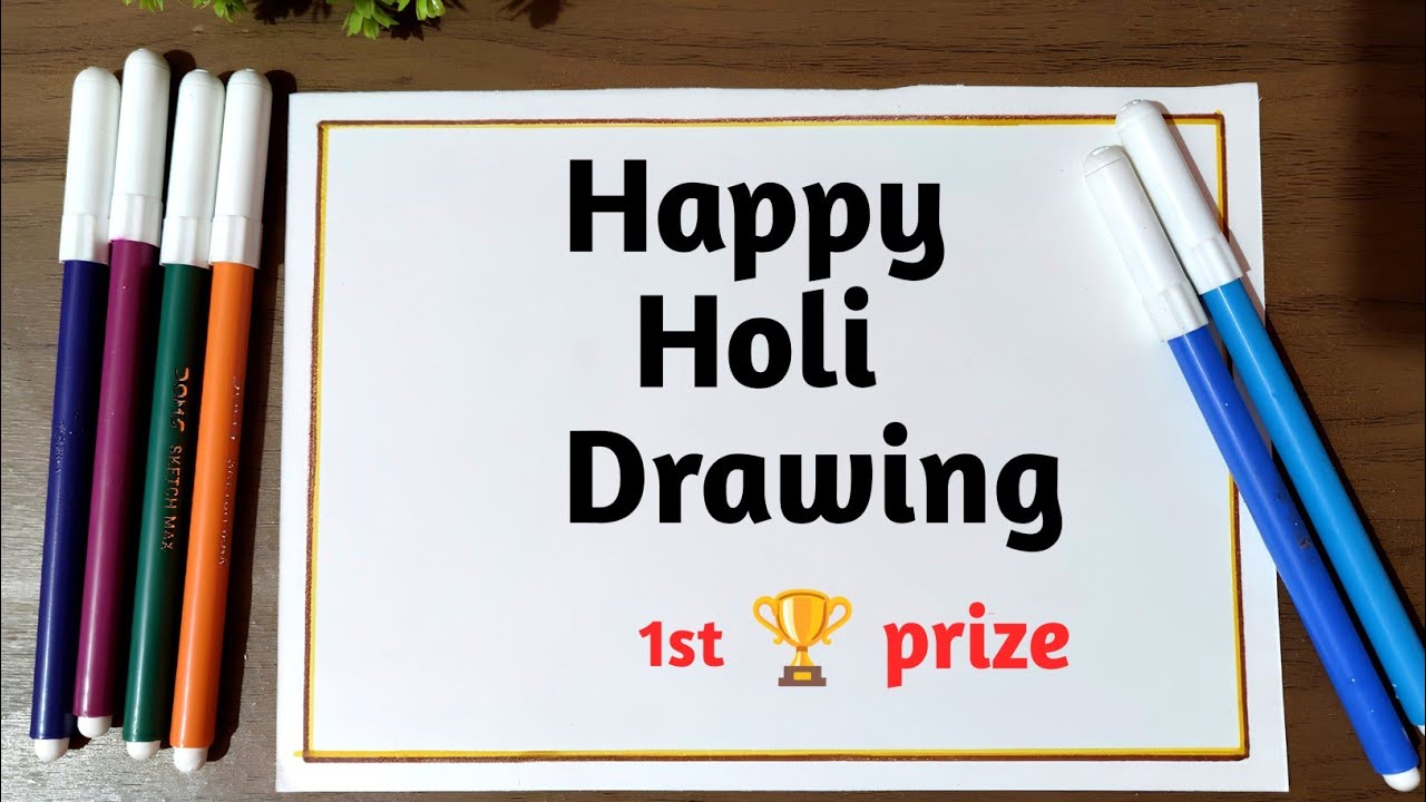 Holi Drawing Easy / Happy Holi Drawing /Holi Card Drawing Easy / How to ...