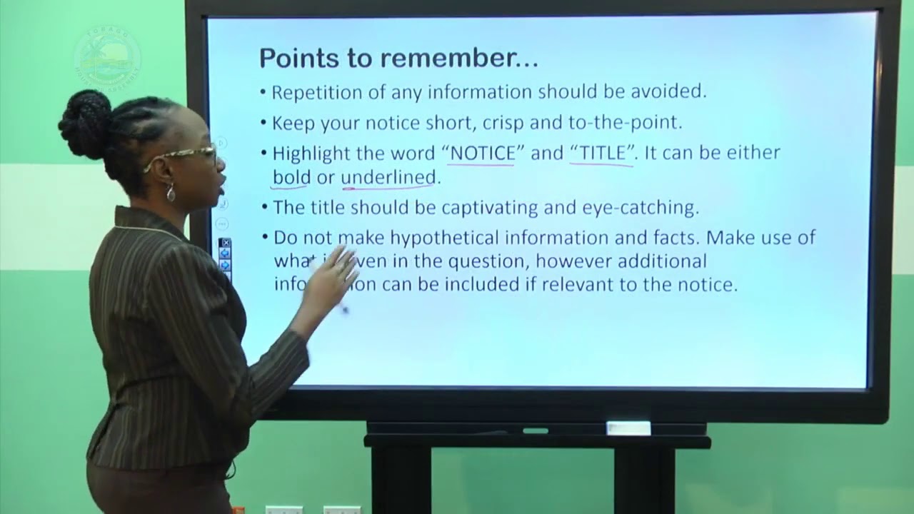 CSEC English A- Notices Kimarie Richardson Thomas - YouTube