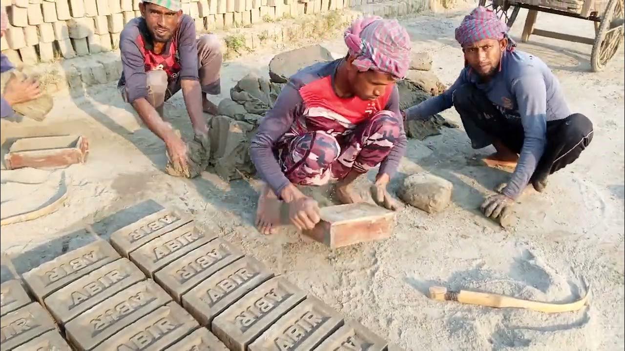 how to make clay bricks / Traditional way of making brick / Village ...