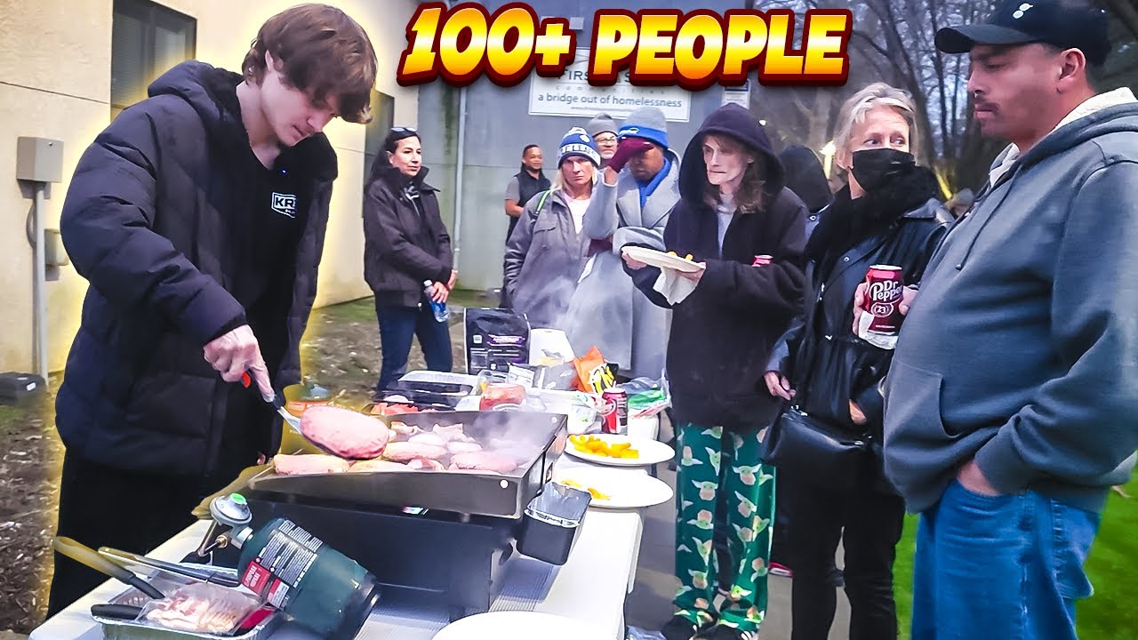 Making Giant Cheeseburgers For The Homeless! - YouTube