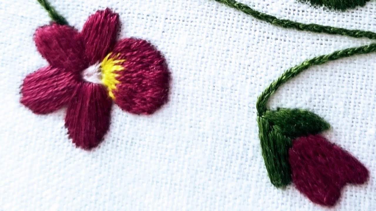 Violet Flower embroidery #Handembroidery #刺繍 #handembroiderystitches ...