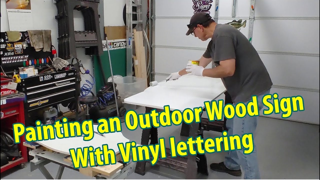 How to paint a outdoor wood sign and letter it with vinyl - YouTube