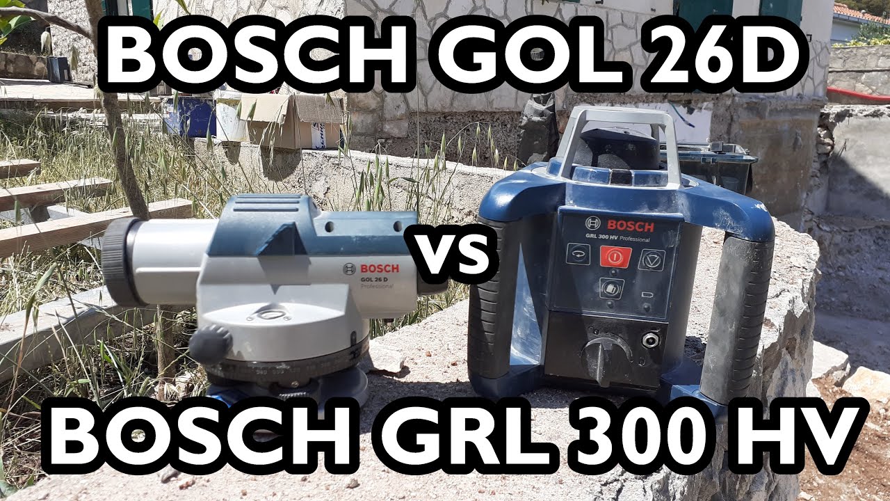 BOSCH GOL 26D vs BOSCH GRL 300HV transit levels comparison - YouTube