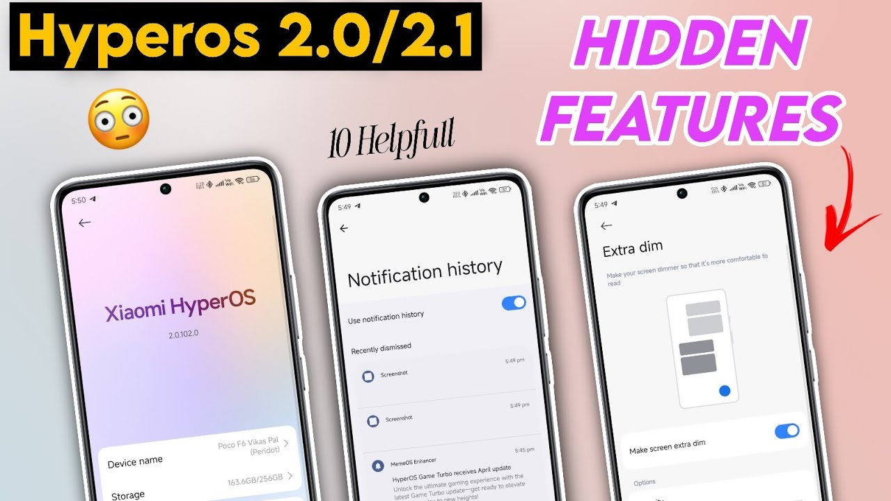 Hyperos 2.0 & Hyperos 2.1 Hidden Features Explain | 10 Helpful Features Hyperos 2.0 & 2.1 Update ...