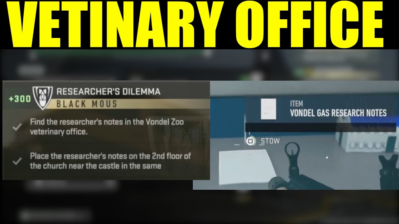 How to "find the research note in the vondel zoo veterinary office" DMZ ...