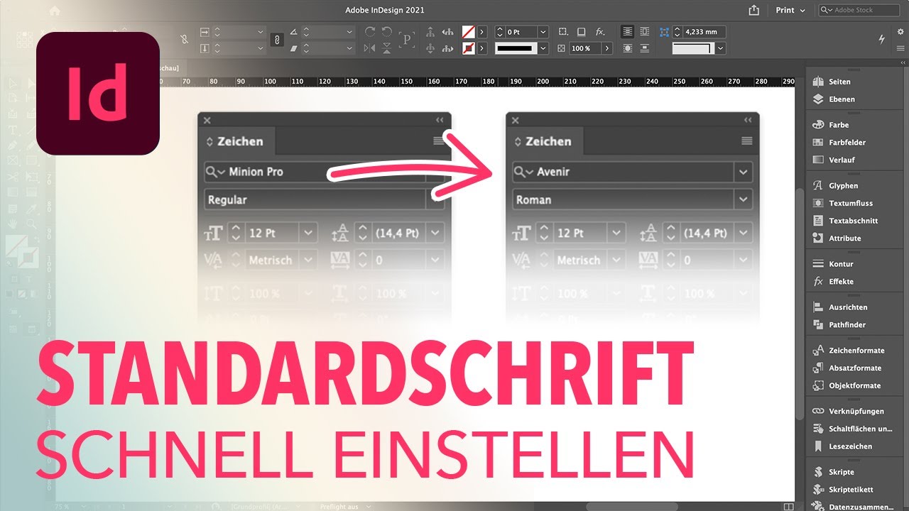 InDesign Tutorial | Standardschrift ändern in Adobe InDesign CC | Tipps ...