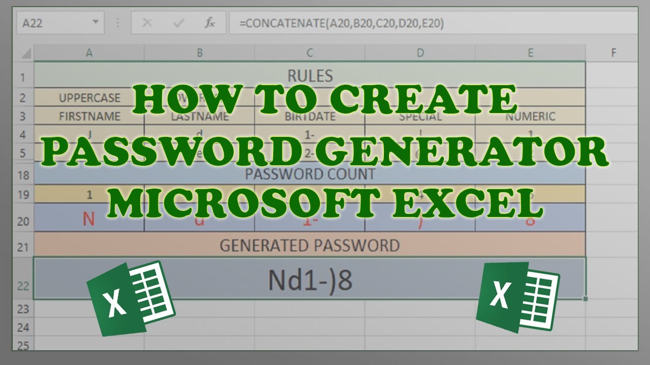 Create Random Secure Password In Excel Lester Chico How To Series