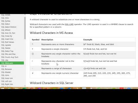 sql queries wild card - YouTube