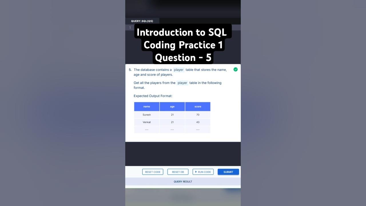 Introduction to SQL | Coding Practice 1 | Question 5 | NXT WAVE #shorts #programming #database # ...