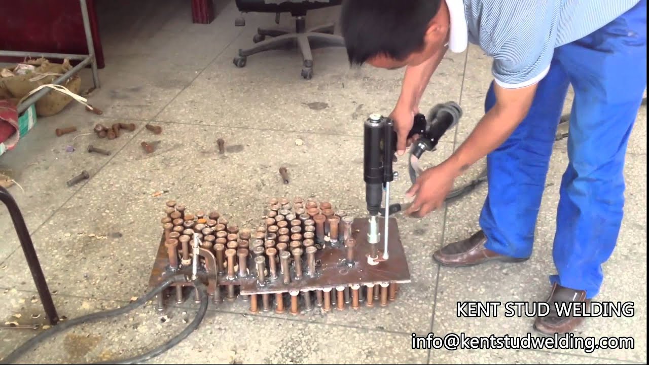 shear stud welding - YouTube