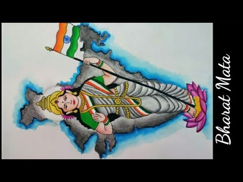 Independence day special Drawing of Bharat mata with a combination of ...